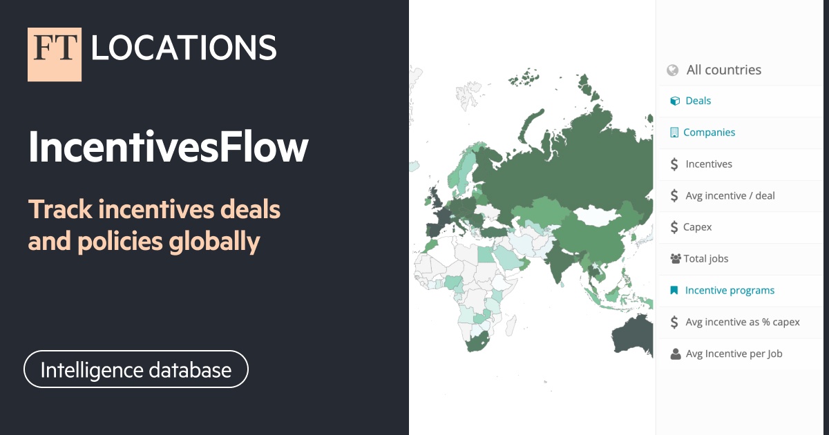 IncentivesFlow: Track incentives deals and policies globally